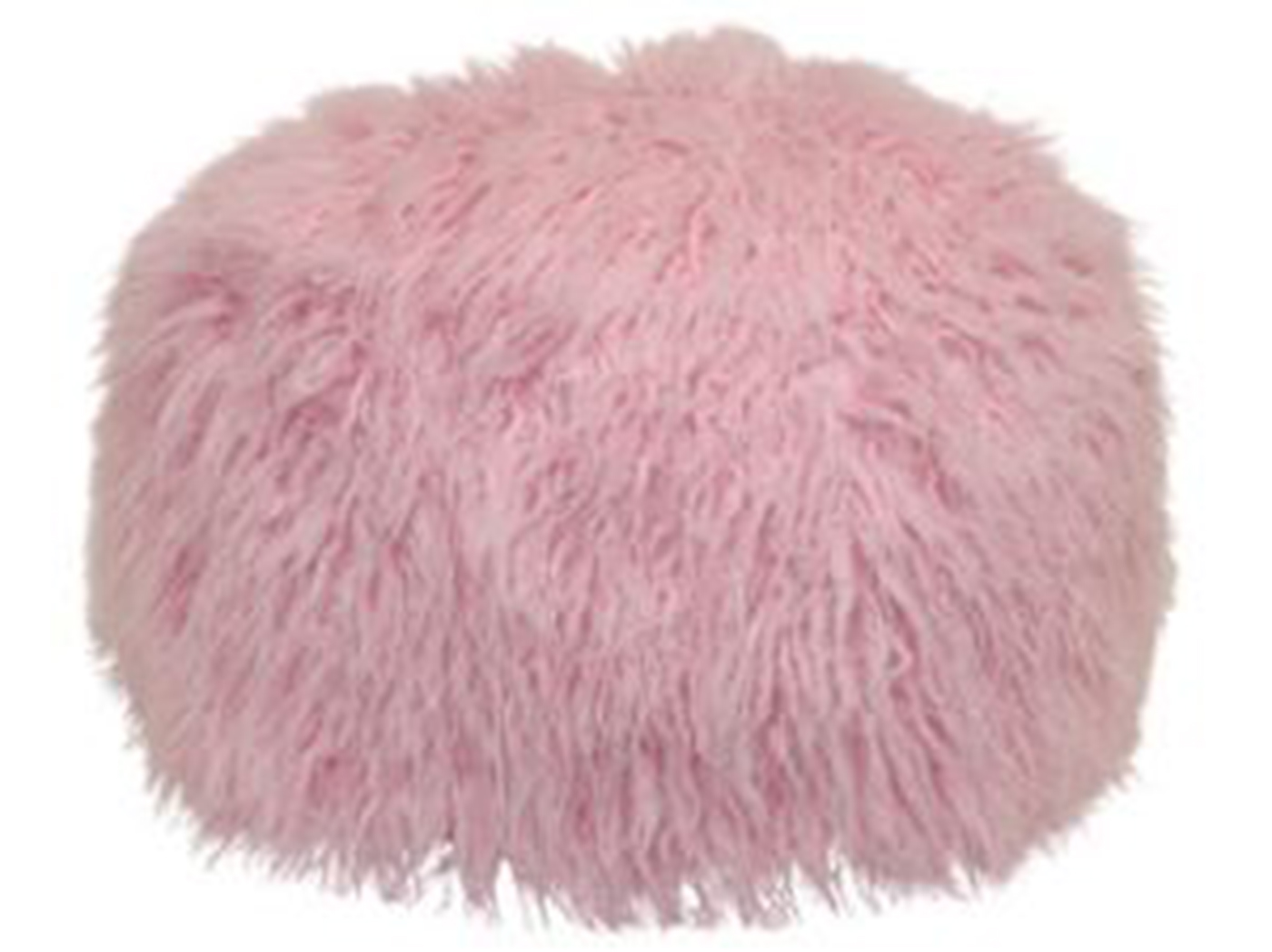Pink Mongolian Fur Round Pouf 20"W x 12"H | Steinhafels